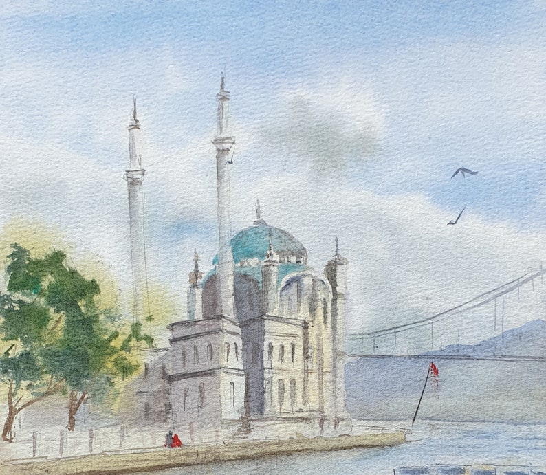 Ortakoy İstanbul, Original Watercolor Painting Handmade Gift İstanbul ...