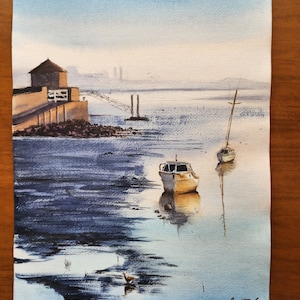 Calm Sea Original Watercolor Painting Handmade Gift Marine View Artwork ...