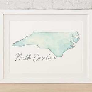 North Carolina State Watercolor Print | NC Art | Frameable State Art ...