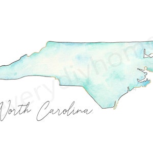 North Carolina State Watercolor Print | NC Art | Frameable State Art ...