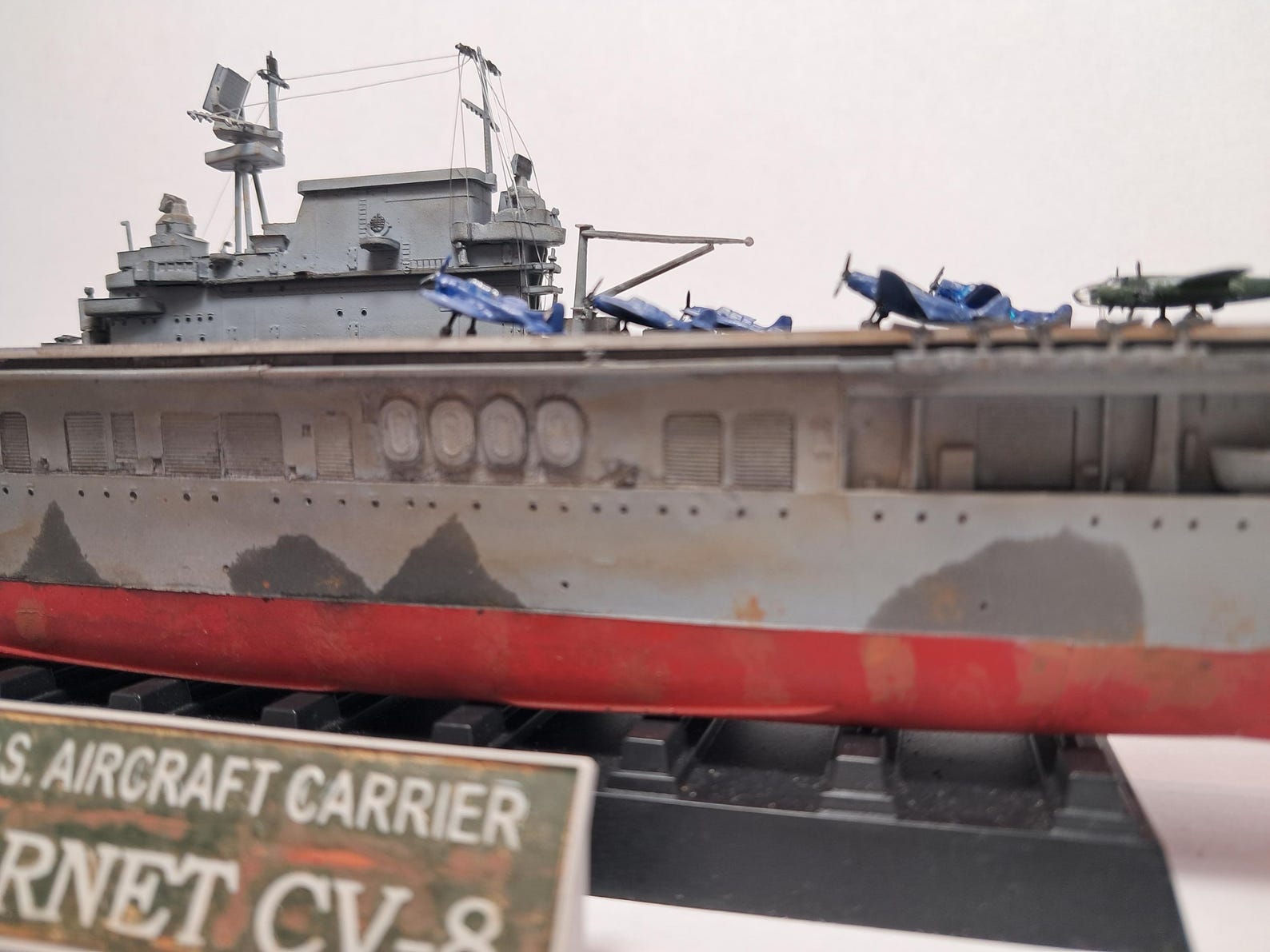 USS HORNET 1/700 Scale Pro Buil, Paint, Weathered Warship Model With ...
