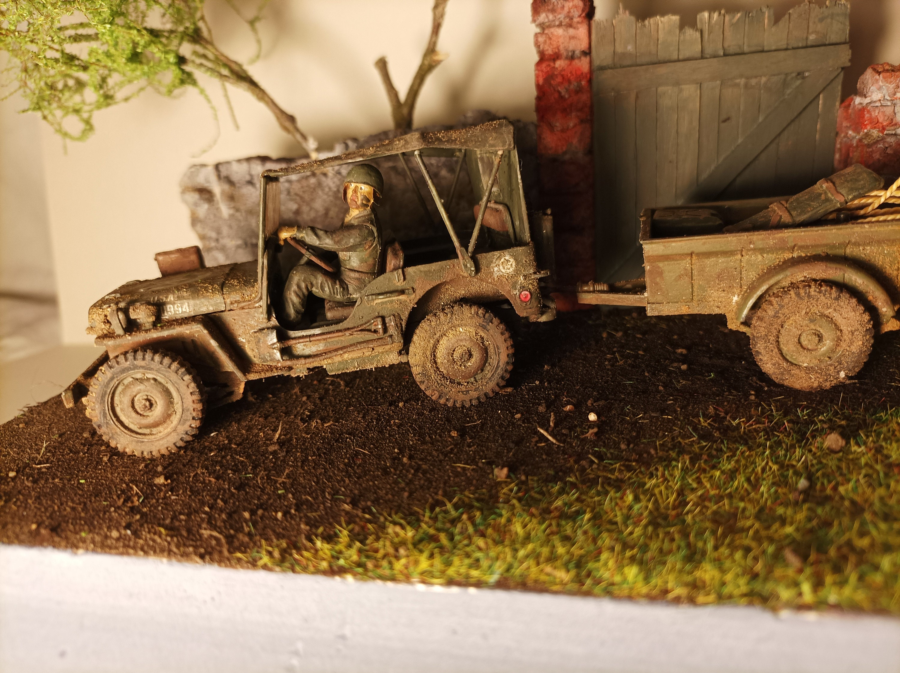 WWII Willy's Jeep + Trailer 1/35 Scale Pro Built, Paint&weathered Model ...