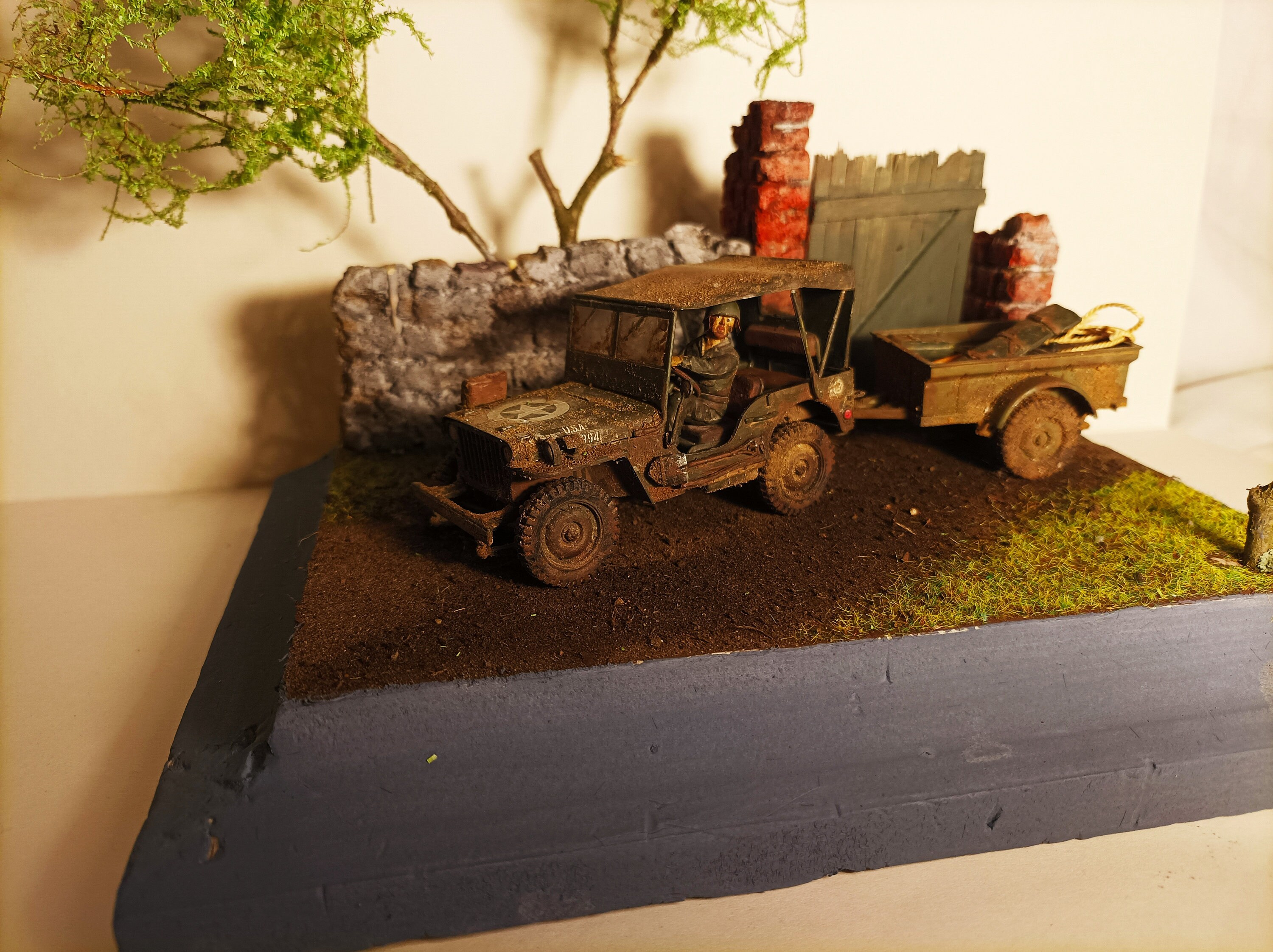 WWII Willy's Jeep + Trailer 1/35 Scale Pro Built, Paint&weathered Model ...