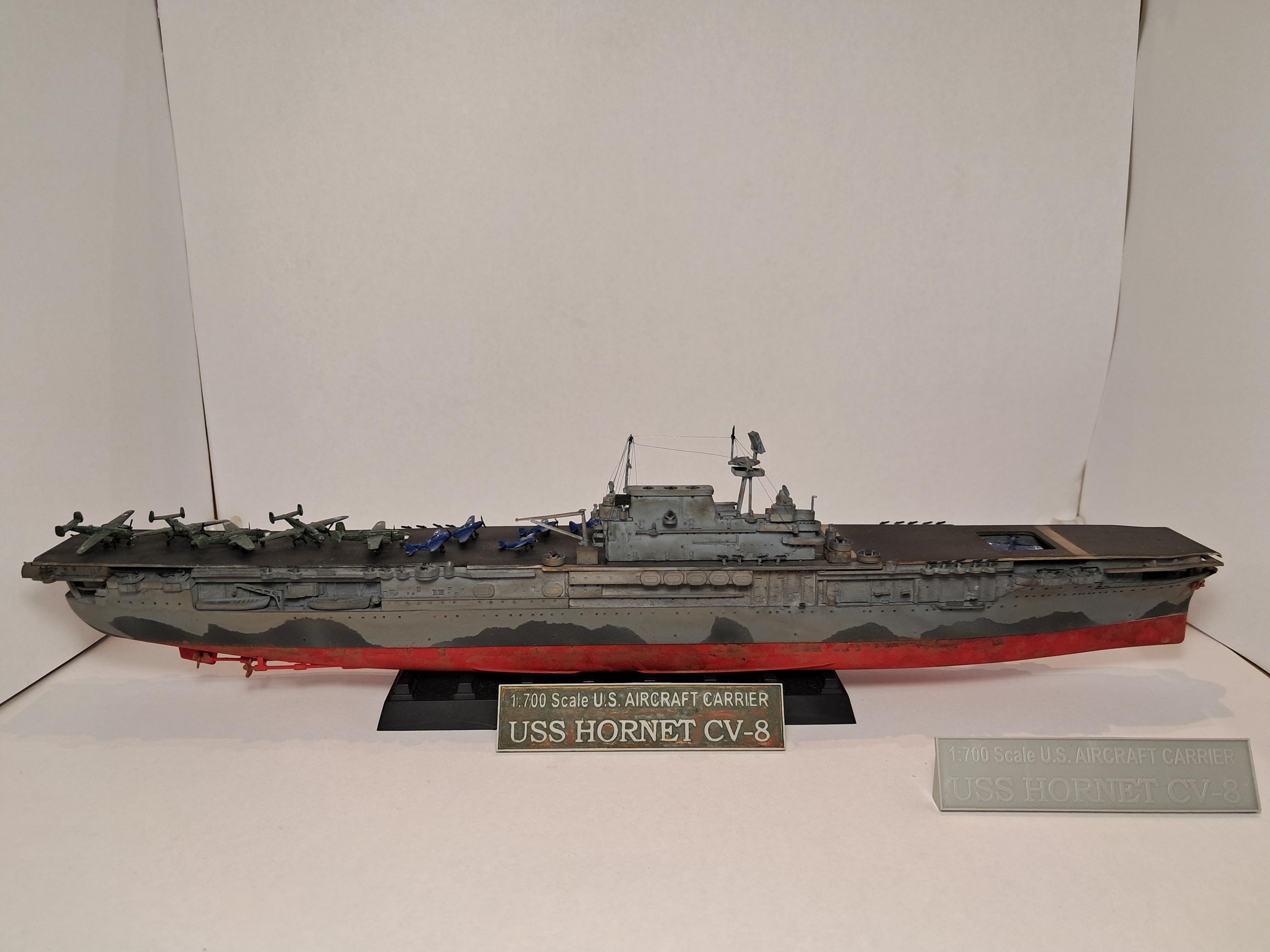 USS HORNET 1/700 Scale Pro Buil, Paint, Weathered Warship Model With ...