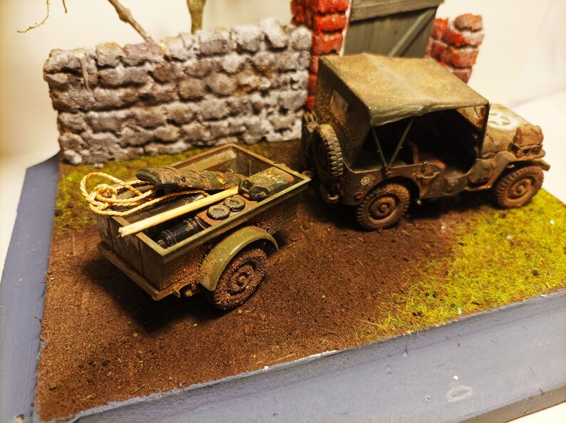 WWII Willy's Jeep + Trailer 1/35 Scale Pro Built, Paint&weathered Model ...
