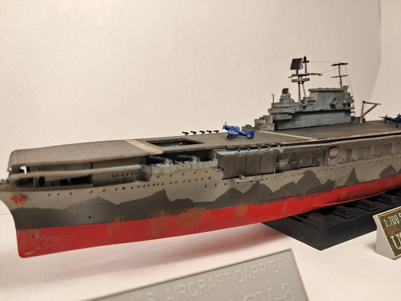 USS HORNET 1/700 Scale Pro Buil, Paint, Weathered Warship Model With ...