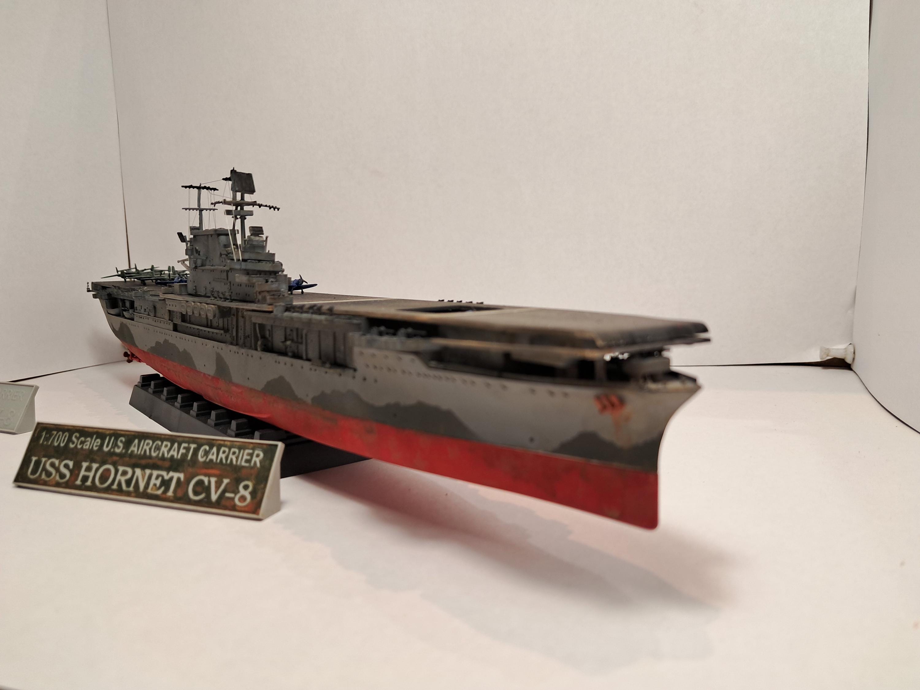 USS HORNET 1/700 Scale Pro Buil, Paint, Weathered Warship Model With ...