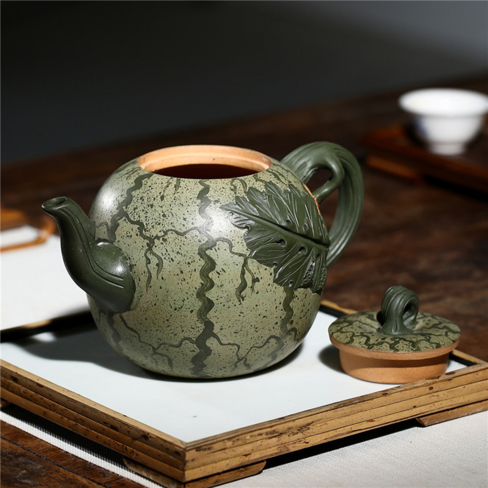 Handmade Green Clay Teapot Named Watermelon Shaped Teapot Best Gift for ...