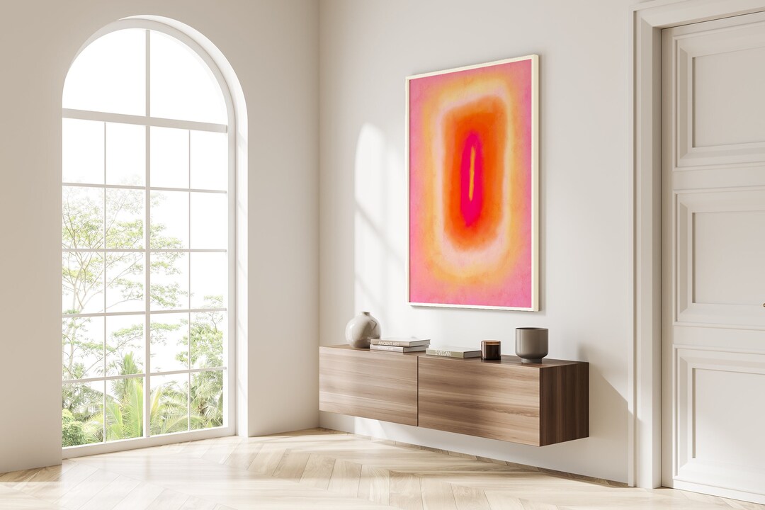 Soft Abstract Painting, Pink Orange Abstract Canvas Art, Extra Large ...