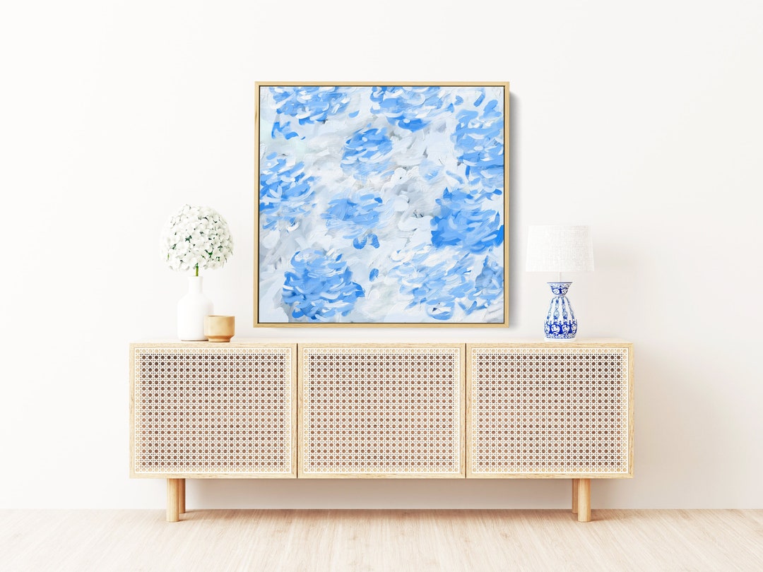 Blue Floral Abstract Art Print: Impressionist Painting - Etsy