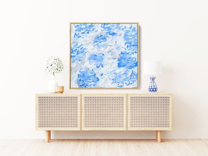 Blue Floral Abstract Art Print: Impressionist Painting - Etsy