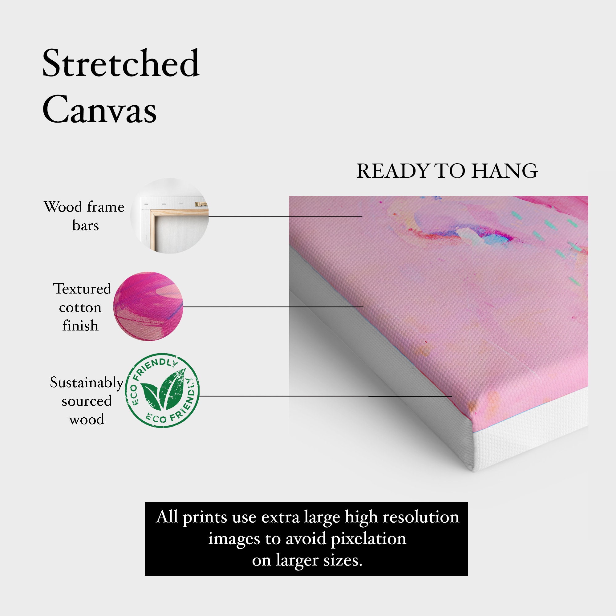 Light Pink Original Print Abstract Canvas Painting Colorful Fun Light ...