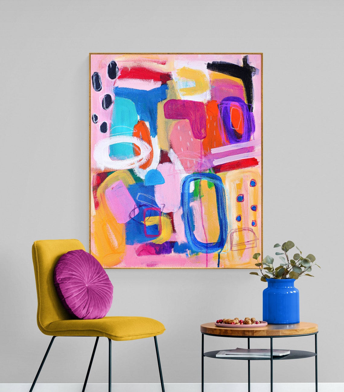 Fun Happy Colorful Modern Print on Canvas Original Art Print ...