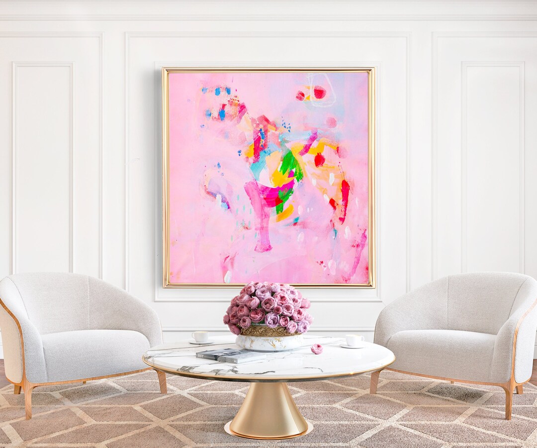 Light Pink Original Print | Abstract Canvas Painting | Colorful Fun ...