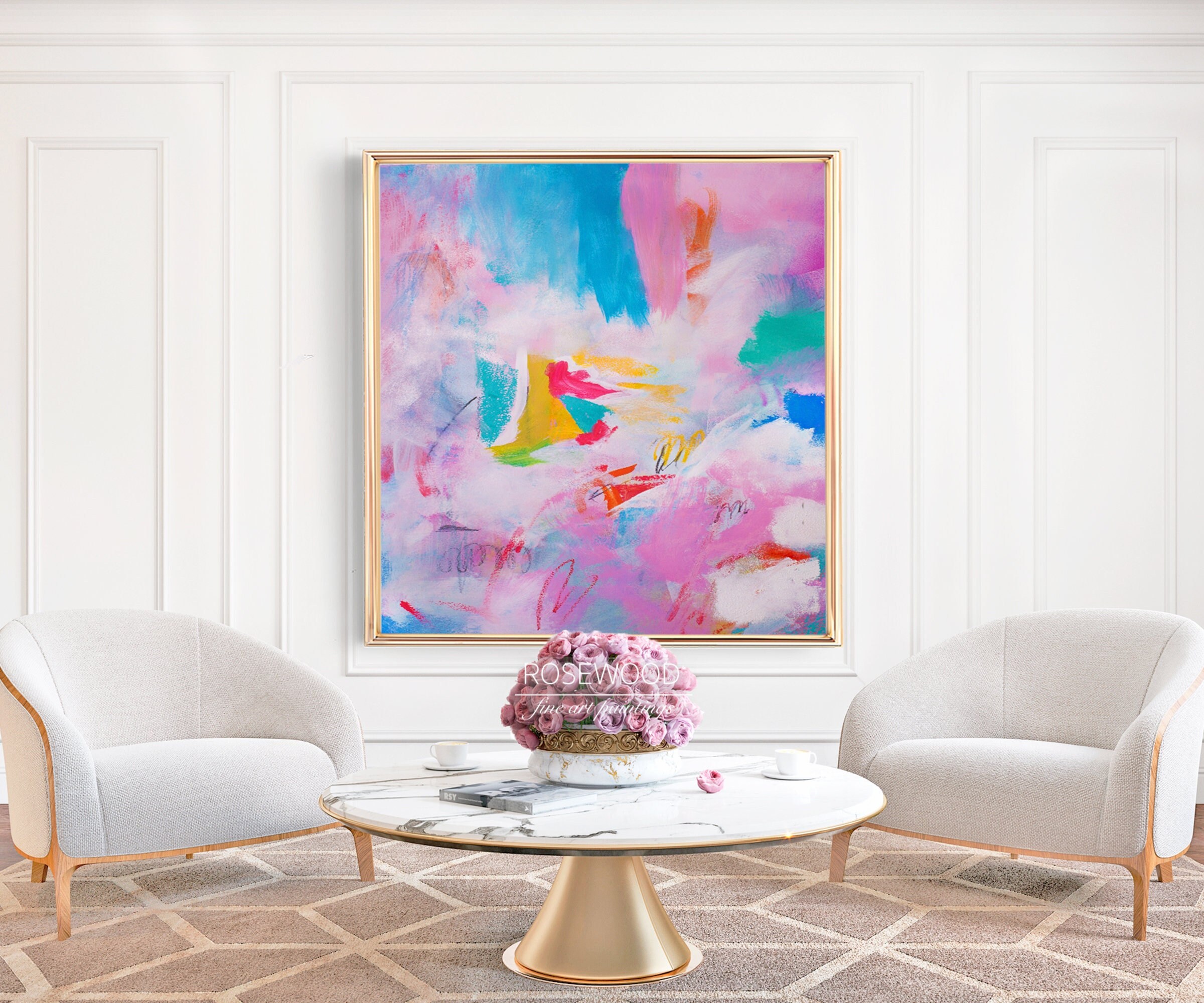 Pink Abstract Wall Art Extra Large Colorful Print Pastel - Etsy