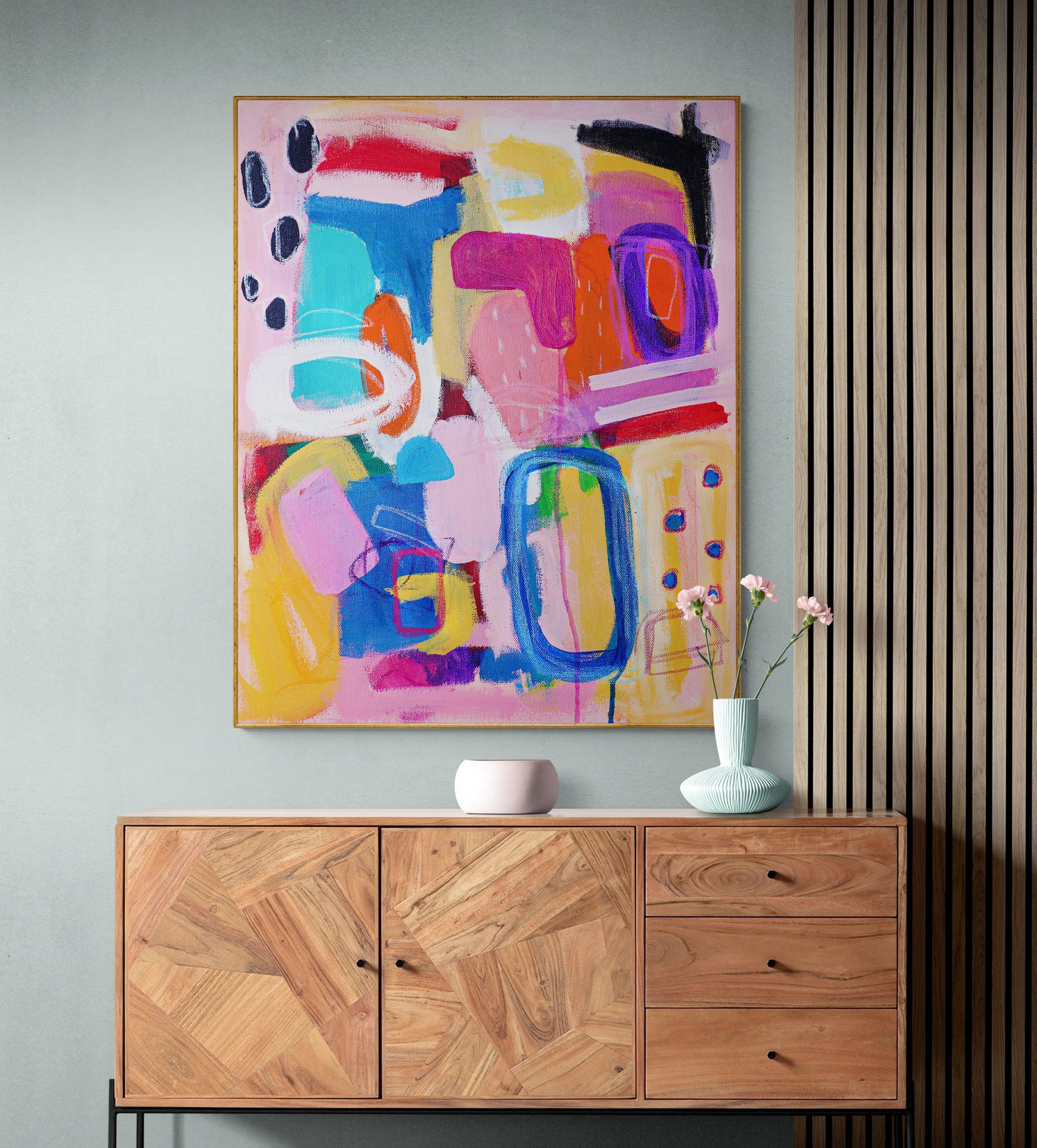 Fun Happy Colorful Modern Print on Canvas Original Art Print ...