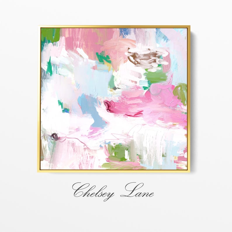 Pink Abstract Floral Painting: Grandmillennial Wall Art - Etsy