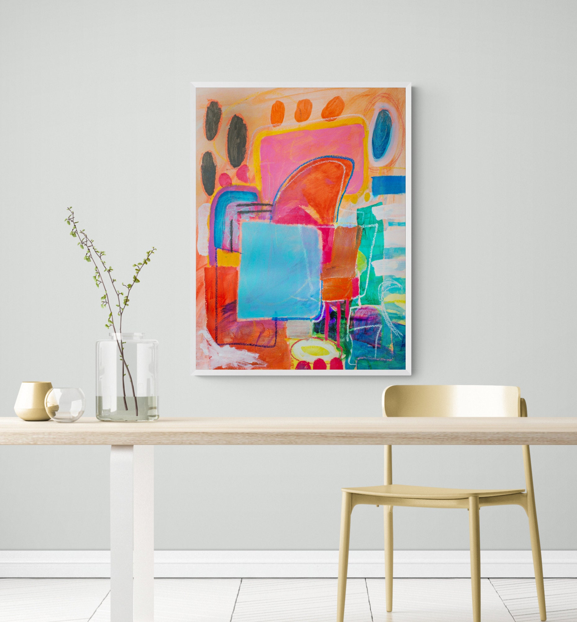 Colorful Original Art Print Stretched Canvas Print Bright - Etsy