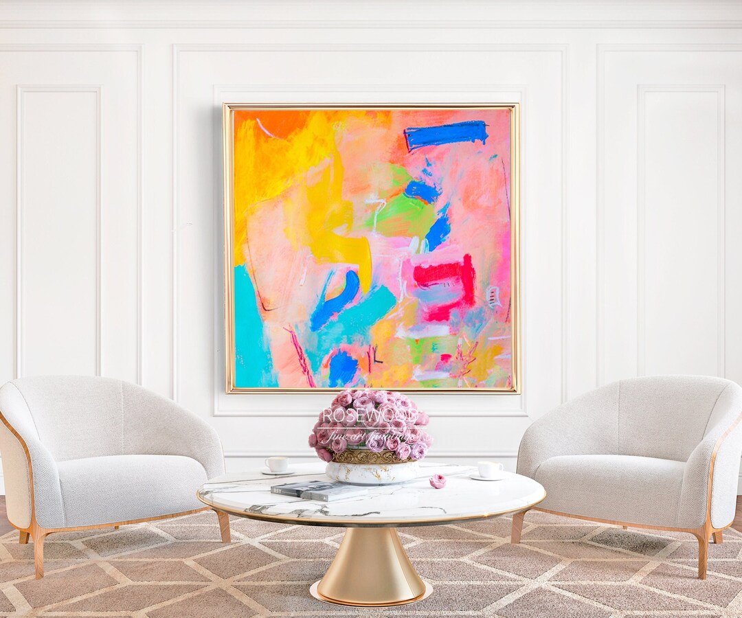 Modern Colorful Abstract Print | Extra Large Original Wall Art | Pink ...