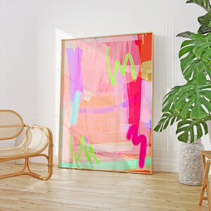 Colorful Abstract Wall Art, Pastel Abstract Painting, Bright Large Art ...