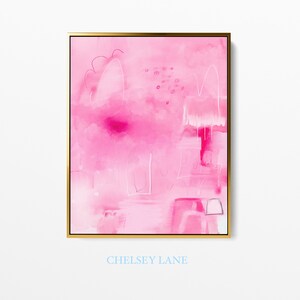 Bright Pink Wall Art, Vibrant Pink Abstract Art, Trendy Modern Wall Art ...