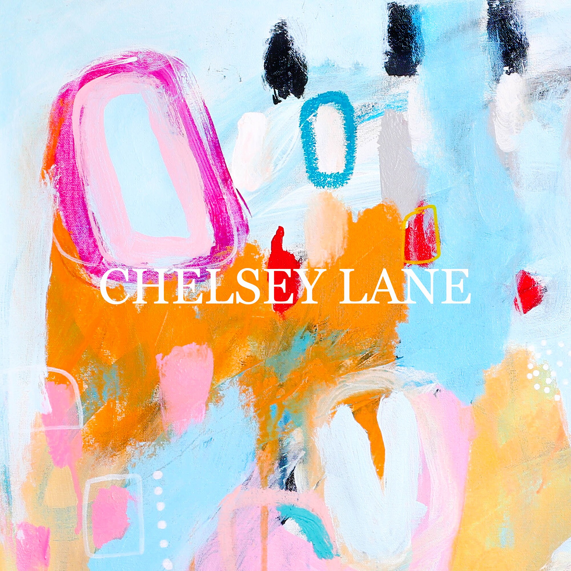 Bright Abstract Painting on Canvas Pastel Pink & Blue Print Colorful ...