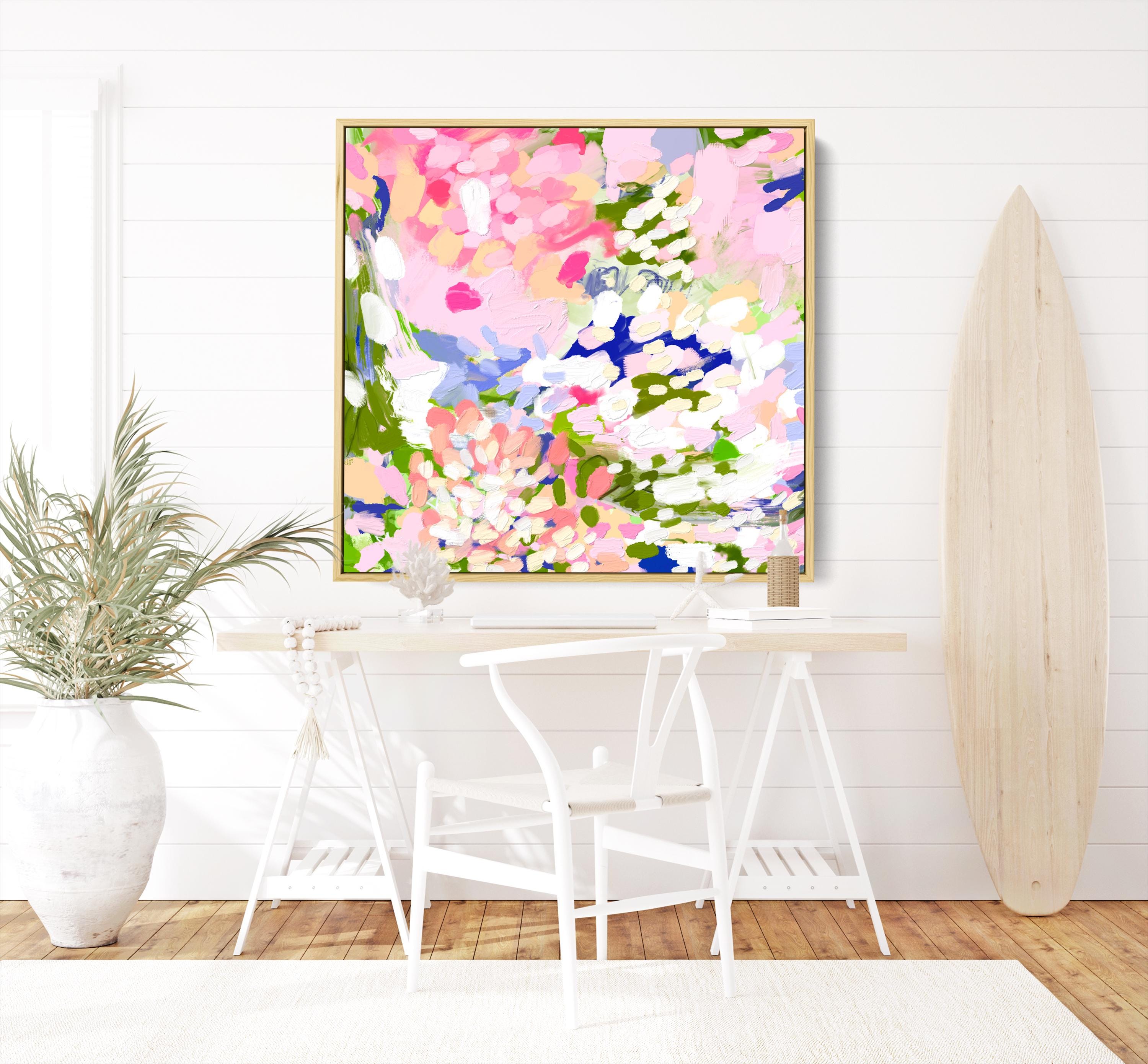 Pink Hydrangea Abstract Wall Art: Grandmillennial Floral Canvas - Etsy