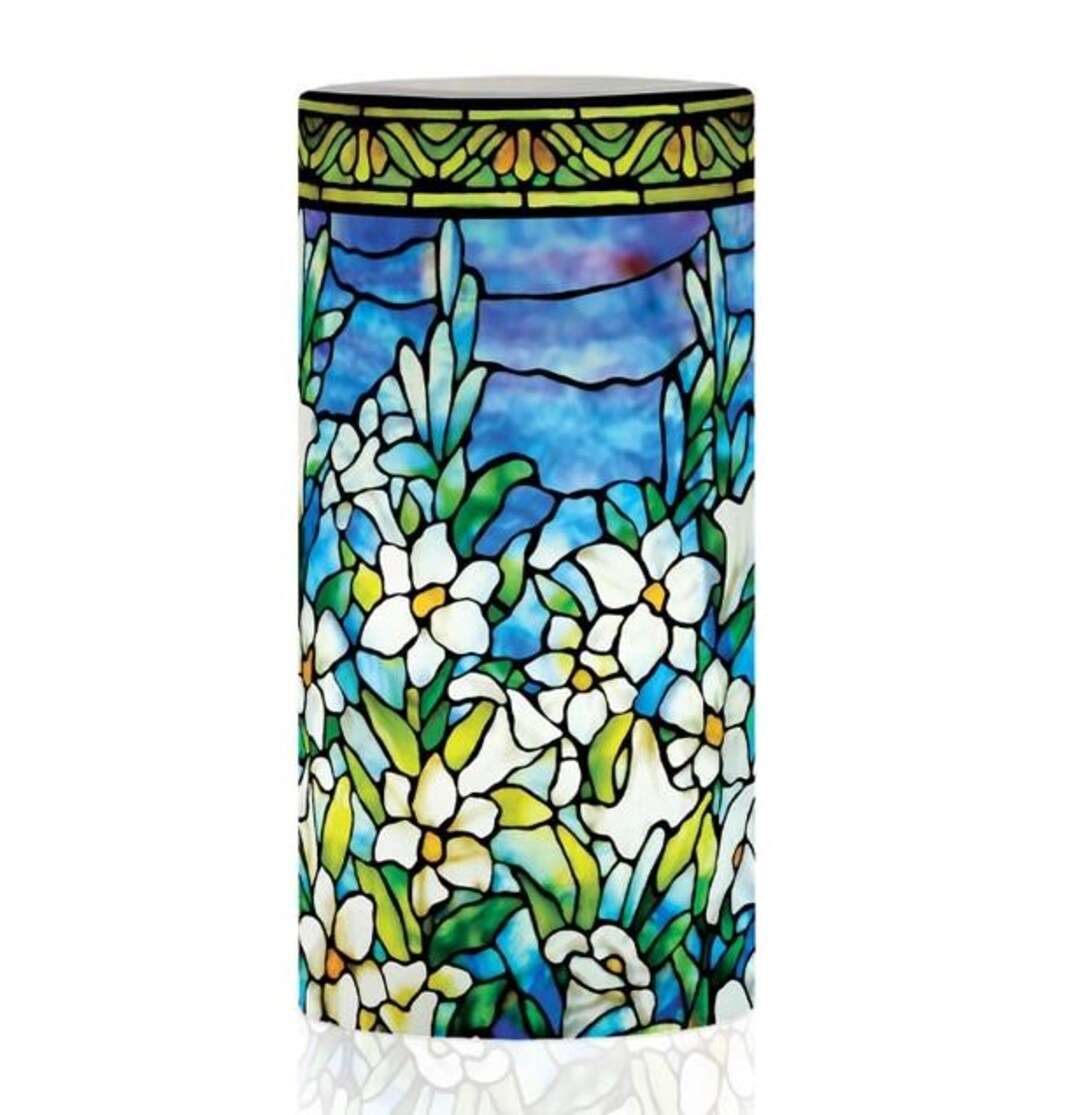 Tiffany "field of Lilies"- 6 In. Led Flameless Real Wax Timer Candle ...