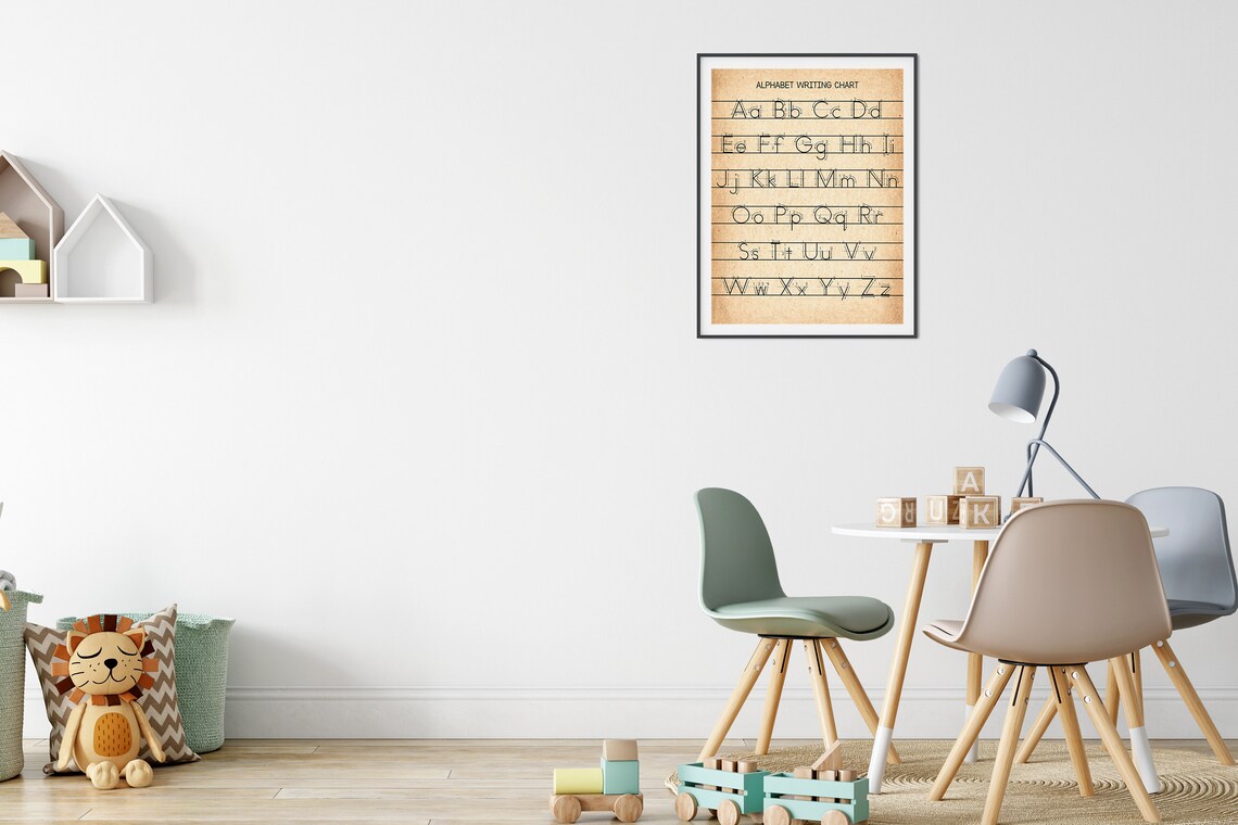 Vintage Alphabet Wall Decor / Alphabet 11x17 Poster / ABC Handwriting ...