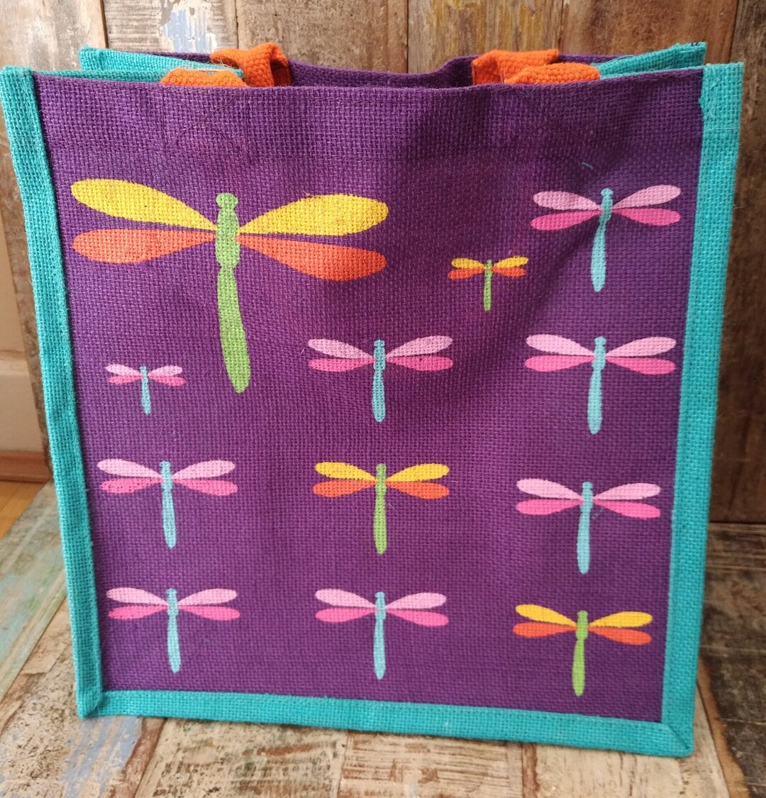 JUTE SHOPPINGBAG Dragonfly Design Eco Friendly Fairtrade 30x30x20 CM - Etsy