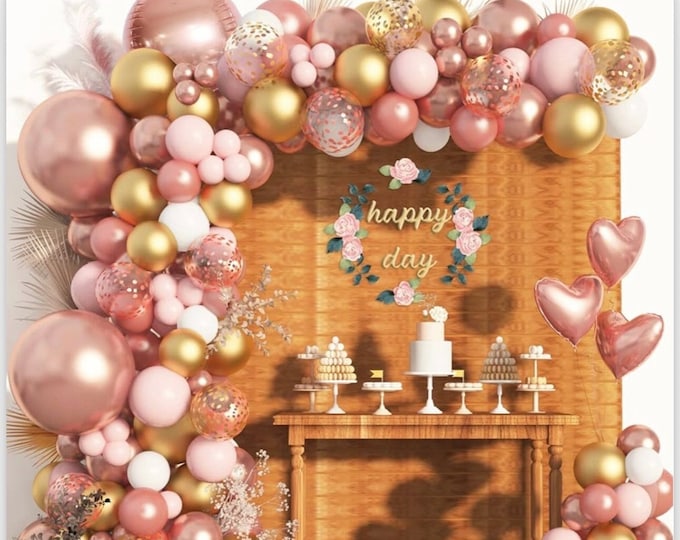 Gold and Rose Gold Balloon Arch Kit Birthday Party Decorations Wedding ...