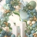 139pcs Dusty Blue Green Balloon Garland Arch Kit, Haze Fog Blue Ash ...