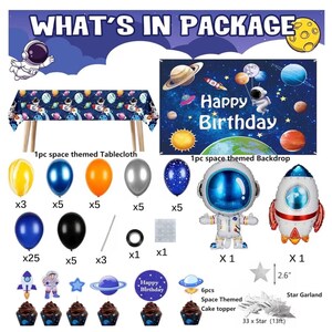 96pcs Outer Space Astronaut Party Decorations - Galaxy Themed Party ...