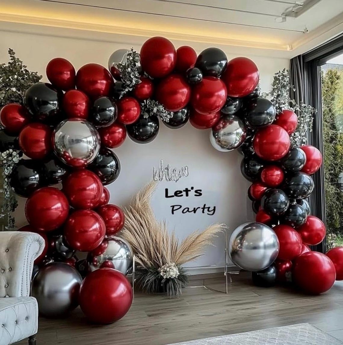 Black Red Silver Balloon Garland Red Black Balloons Different Sizes ...