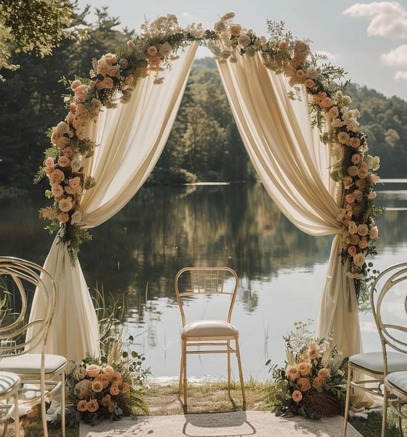 Wedding Arch Draping Fabric 28.7" X 20FT Champagne Drapes Sheer Fabric ...