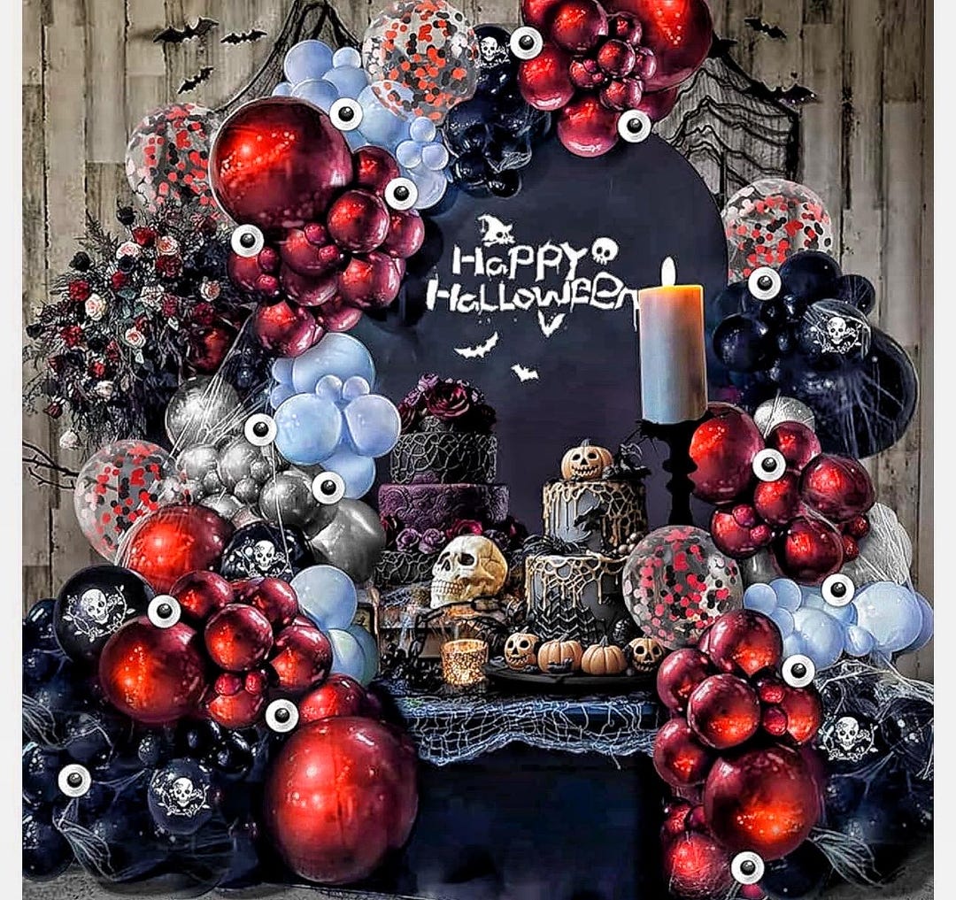 Halloween Balloon Garland Arch Kit, Double Stuffed Red Black Blue ...