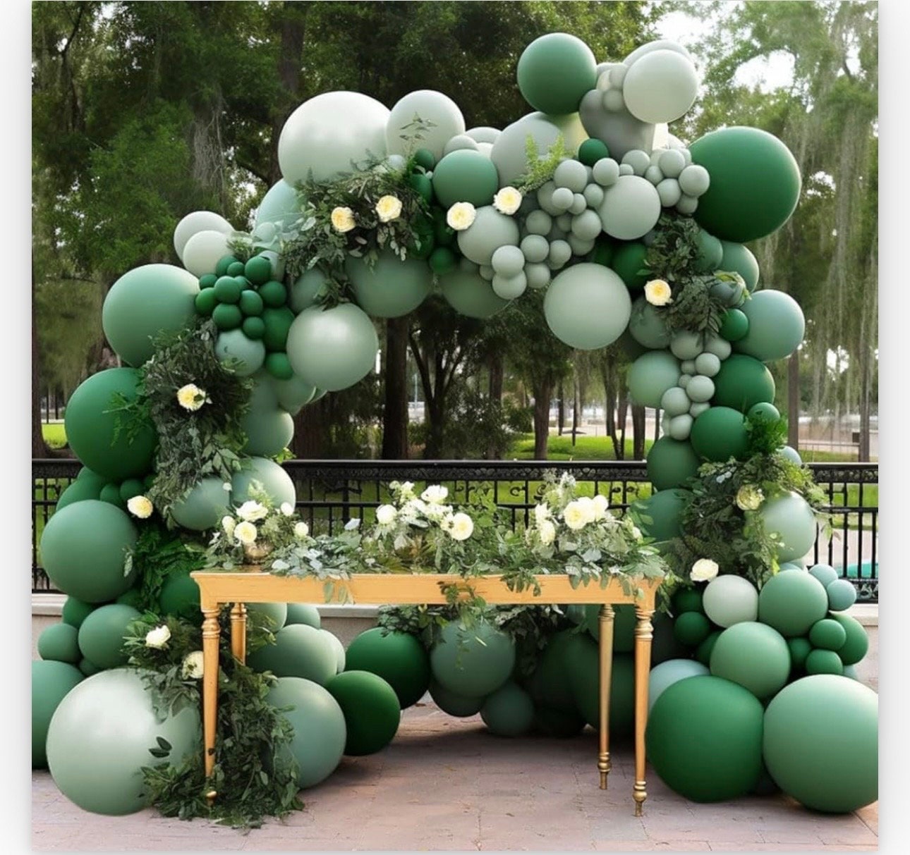Dark Green and Sage Green Balloon Garland Double Stuffed Dusty Sage ...