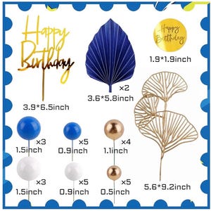 Blue White Gold Ball Cake Toppers Balls Cupcake Toppers Foam Ball ...