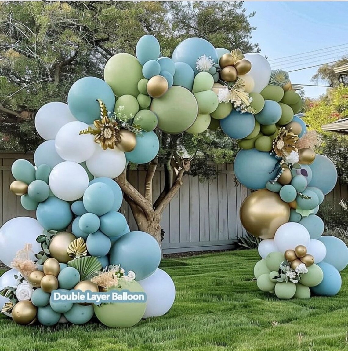 Dusty Blue Green Balloon Garland Olive Green Blue White Balloons Mist ...