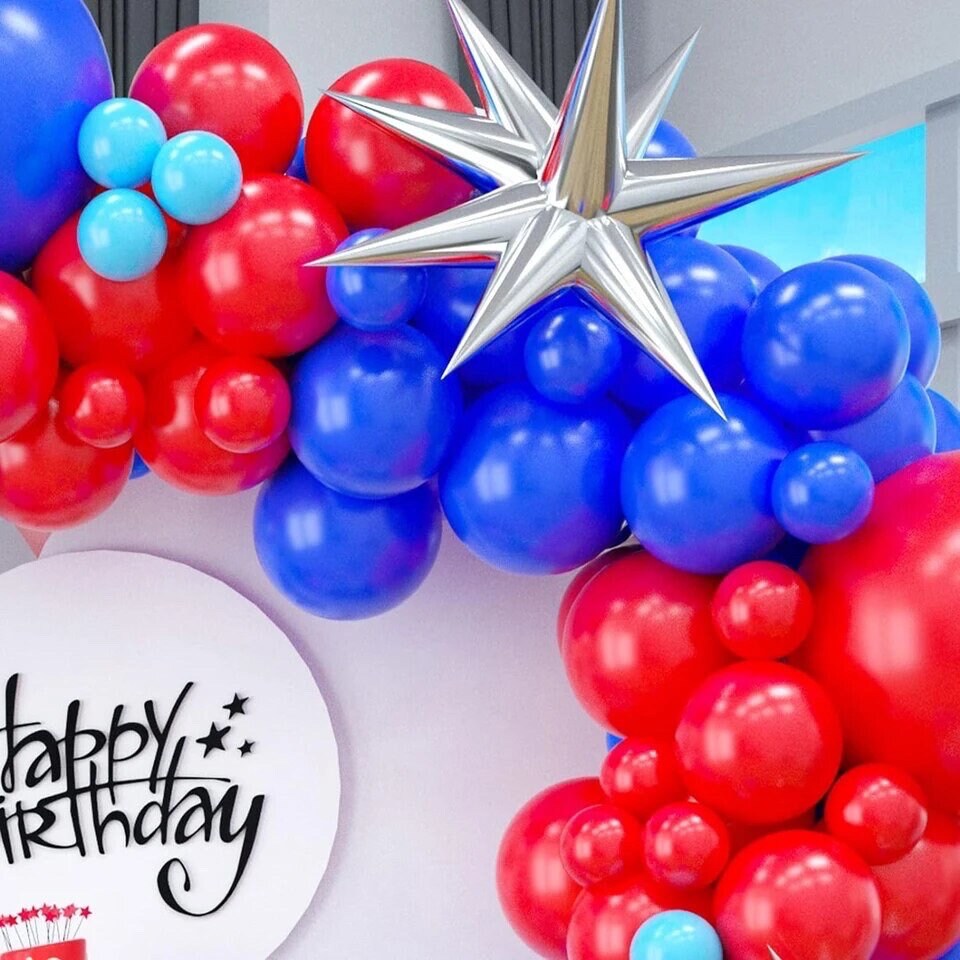 Red Blue Balloon Garland Kit,red Blue Balloon Arch With Red and Dark ...