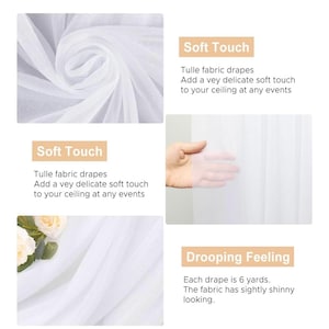 White Wedding Arch Draping Fabric Backdrop 28.7" X 20FT Sheer Drapes ...