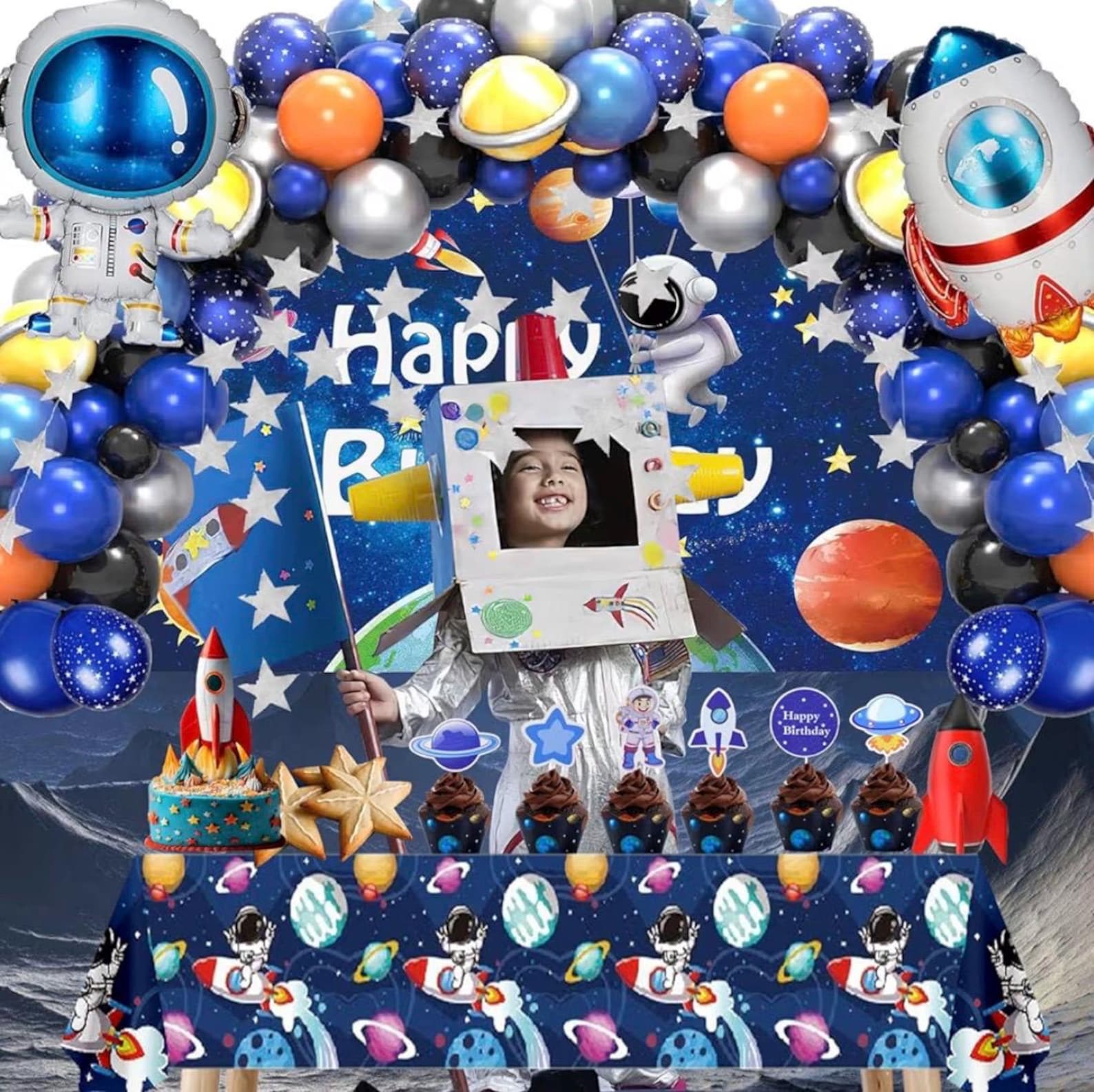 96pcs Outer Space Astronaut Party Decorations - Galaxy Themed Party ...