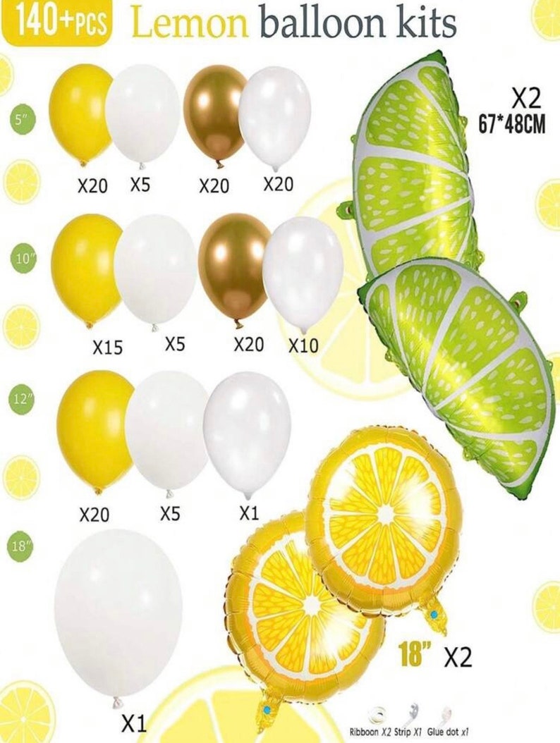 Yellow White Gold Lemon Balloon Garland Arch Kit 150pcs Pearl White ...