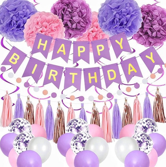 Purple Happy Birthday Banner