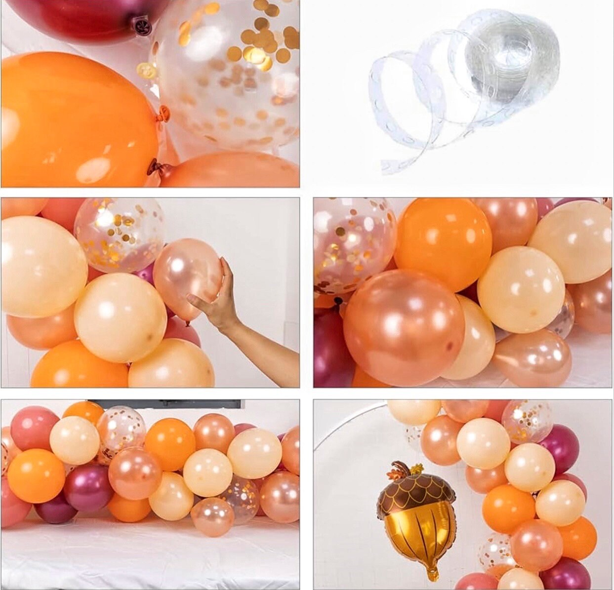 147pcs Fall Balloon Garland Arch Kit Orange Burgundy Skin Confetti ...