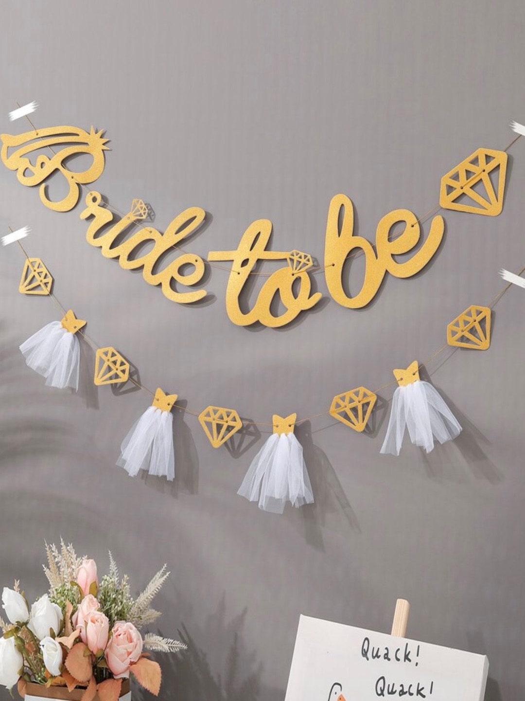 White Bride to Be Banner Sign Double Sided Glitter Paper 3D Wedding ...