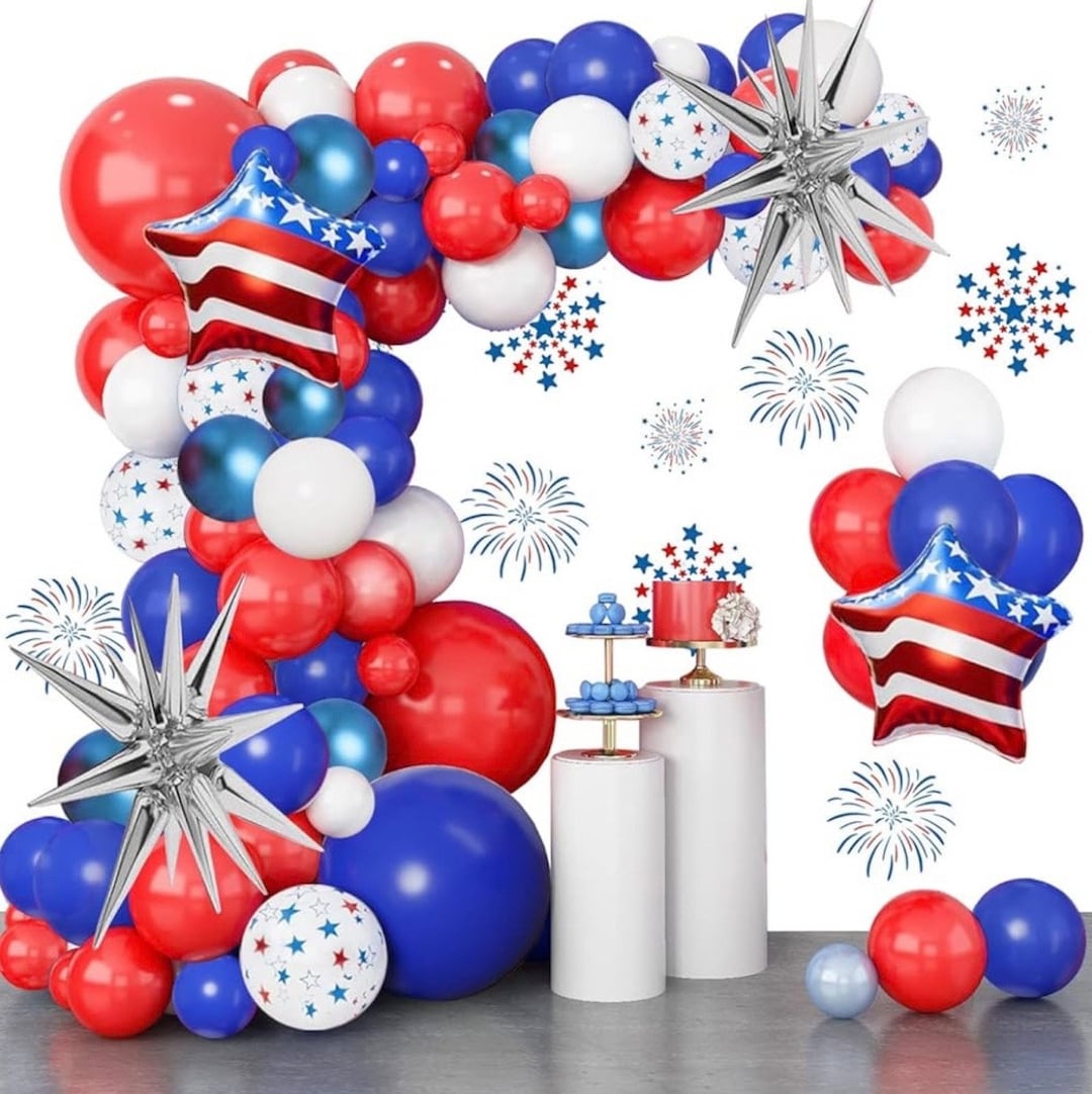 Red White and Blue Balloon Arch Kit, 100pcs Red White and Blue ...