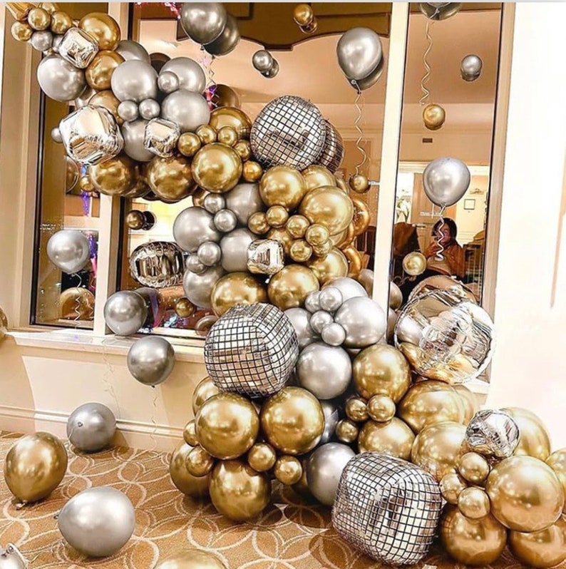 Chrome Gold Silver Balloon Garland Kit-metallic Gold Silver Balloons ...