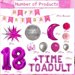 18th Birthday Decorations for Girls 47PCS Large Time to Adult 18 ...