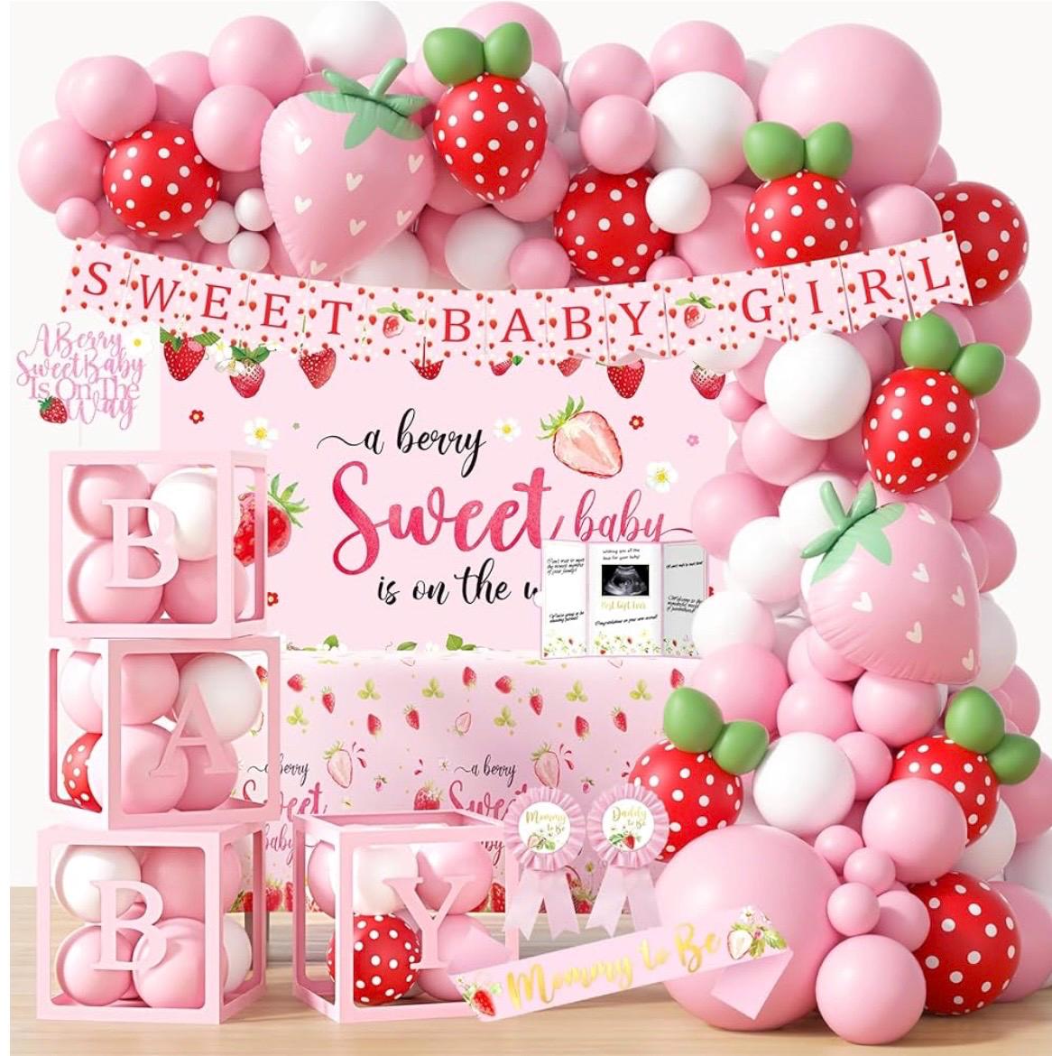 Strawberry Baby Shower Decorations, A Berry Sweet Baby is on the Way ...